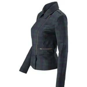 CAbi | Jackets & Coats | Cabi 381 Green Navy Blue Tartan Plaid Zip ...